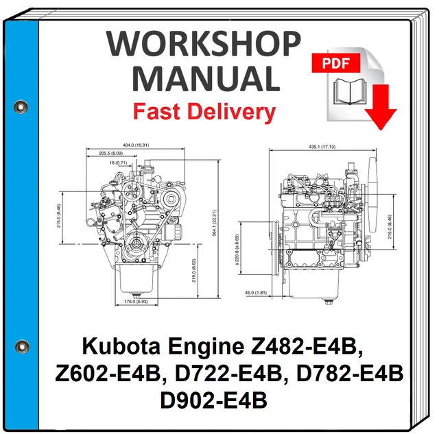 KUBOTA D722 D782 D902 Série E4B Manuel D'entretien Moteur Diesel Réparation Atelier EUR 4,61 ...