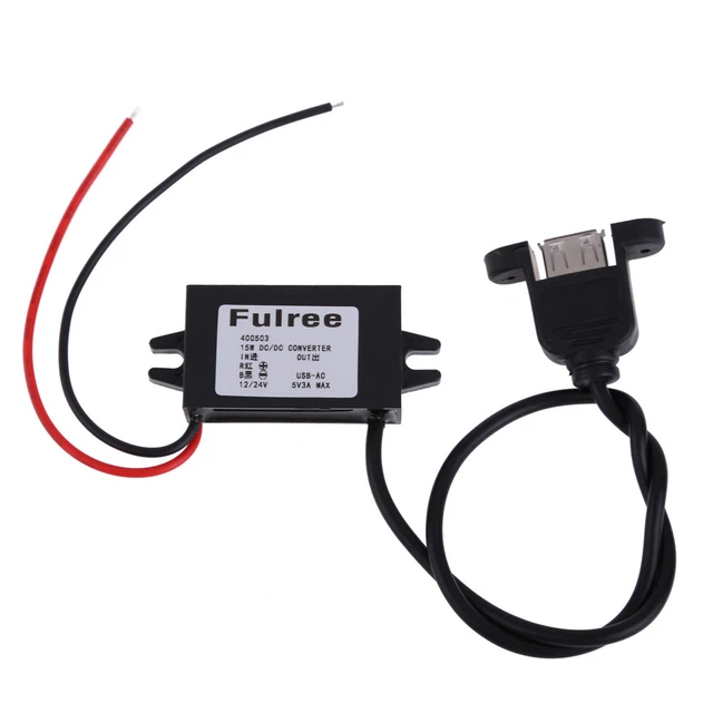 SINGLE/DUAL USB 12V 24V to 5V DC/DC Step-down Power Adapter Converter ...