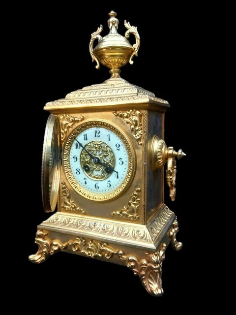 ANTIQUE CLOCK FRENCH Large Ormolu Signed Japy Freres Bell Striking ...