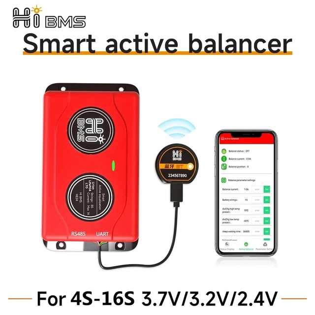 LIFEPO4/LI-ION/LTO 4S~13S 1A Smart BMS Battery Active Balancer ...