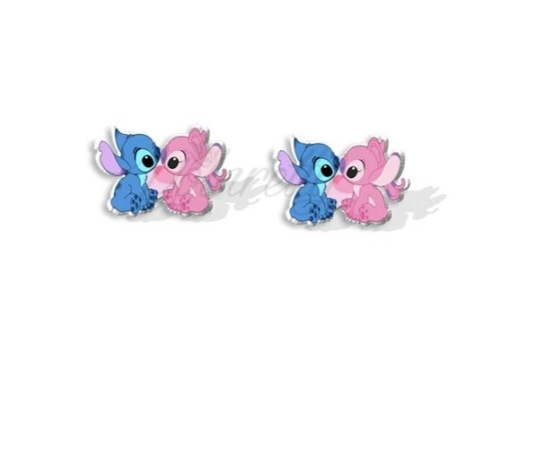 DISNEY'S STITCH AND His Pink Girlfriend Angel Nose Kissing Cute ...