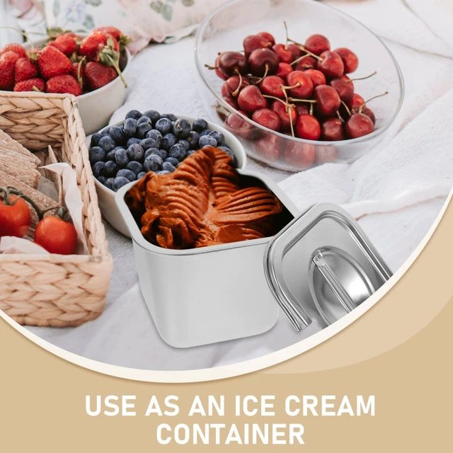 STEEL ICE CREAM Container Stainless Freezer Containers Tubs with Lids ...