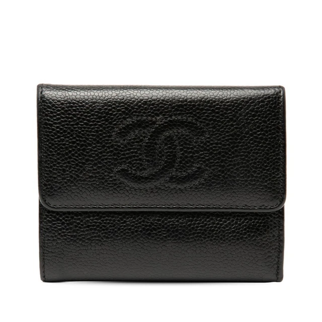 CHANEL COCO MARK Tri-fold Wallet in Black Caviar Leather for Women £709 ...