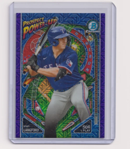 RÉFRACTEUR MOJO VIOLET Wyatt Langford 2024 Bowman Prospect Power-Up 081 ...