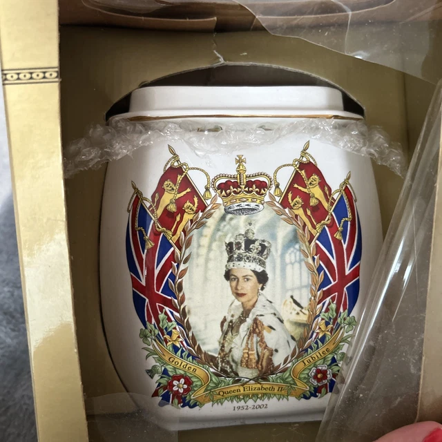 RINGTONS WADE QEII Golden Jubilee 1952-2002 Commemorative Tea Caddy in ...