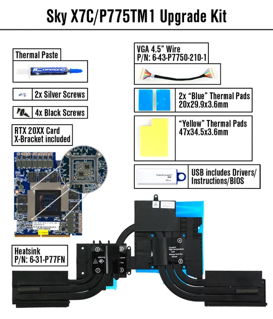 CLEVO P775TM;NVIDIA RTX 2080;N18E-G3;MXM3; GPU Upgrade Kit with CPU/GPU ...