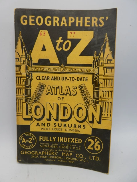 VINTAGE A TO Z Geographers Maps Atlas Of London And Suburbs $34.00 ...
