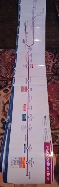 LONDON UNDERGROUND SELF adhesive Metropolitan Line carriage map. EUR 17 ...