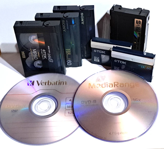 VHS, VHS-C, SVHS, SVHS-C, Hi8, Video 8, Mini-DV Kassetten auf DVD oder MP4 Film EUR 2,25 ...