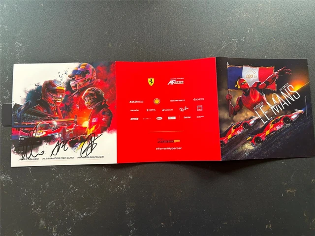 VERY RARE FERRARI 499P Hypercar card Winner 100th Le Mans 2023 signed ...