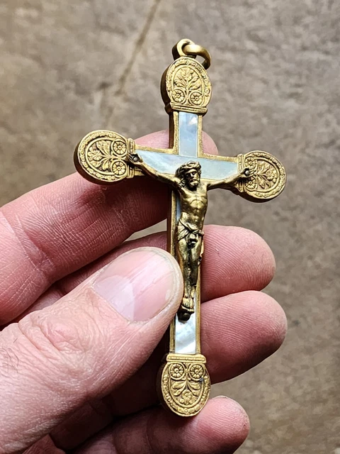 CRUCIFIX BRONZE ANCIEN Dans Son Ecrin D Origine Religieux Catholique ...