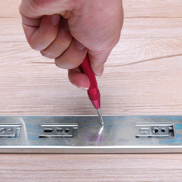 AUTOMATIC CENTRE PUNCH Steel Spring Loaded Marking Holes Hand Tool (Red ...