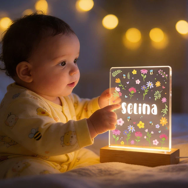 PERSONALISED LED NIGHT Light Lamp Custom Any Name for Kid's Bedroom ...