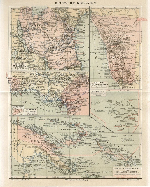 1890 GERMAN COLONIES AFRICA CAMEROON PAPUA NEW GUINEA MARSHALL ISLANDS ...