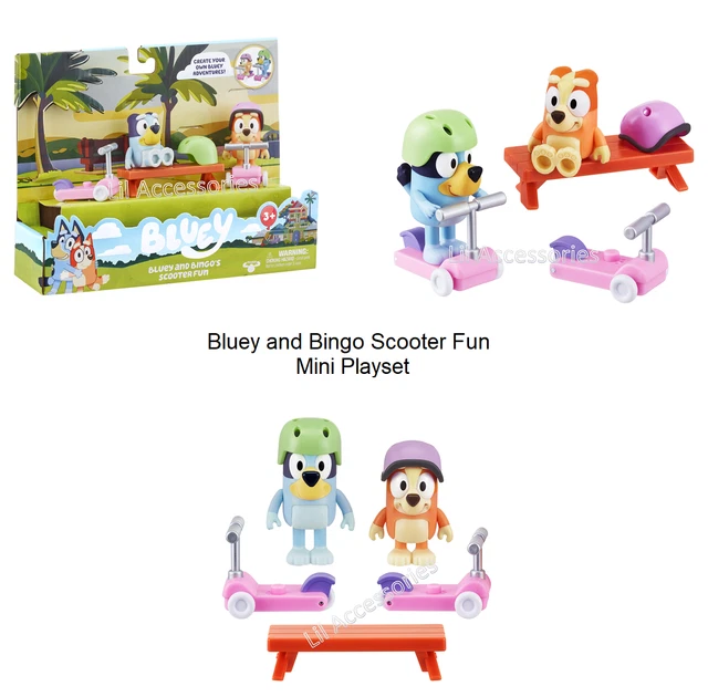 BLUEY AND BINGO Scooter Fun Figures Mini Playset Season 4 £18.24 ...