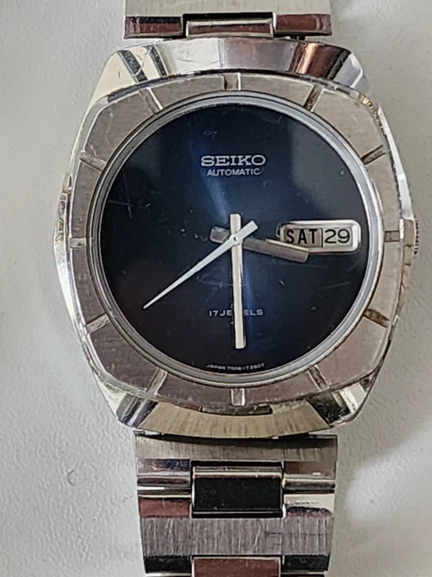 OROLOGIO AUTOMATICO SEIKO Vintage Quadrante Blu Giorno Data 17 Gioielli ...