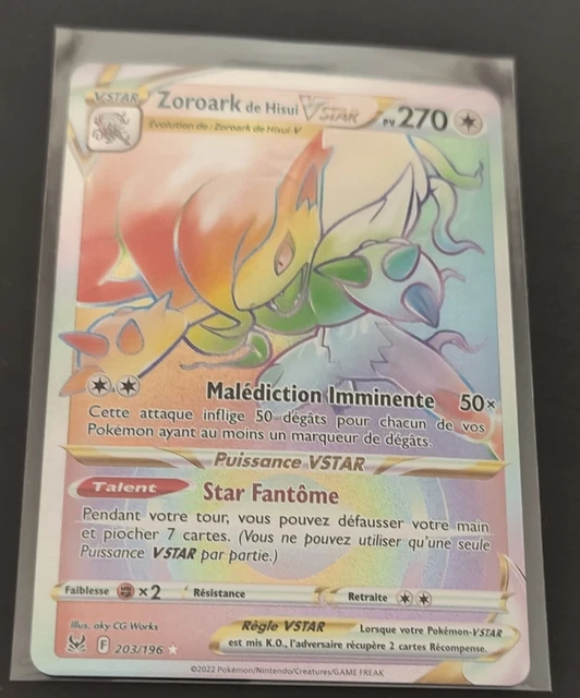 CARTE POKÉMON ZOROARK de Hisui VSTAR Rainbow 203/196 EB11 Origine ...
