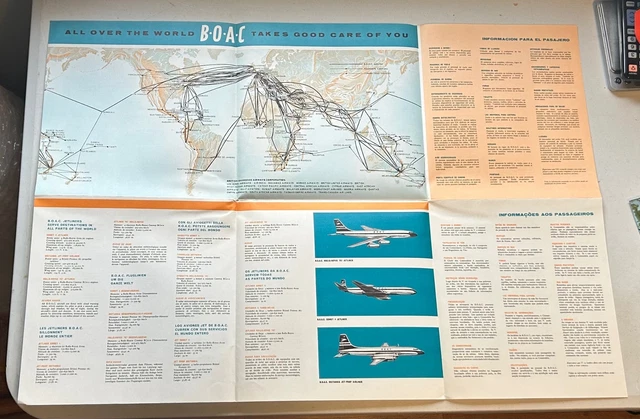 VINTAGE BOAC BRITISH Overseas Airways Route Map + Bermuda Menu £21.11 ...