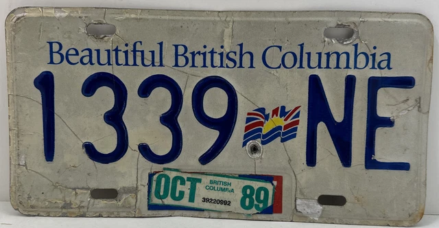 LICENSE PLATE, BEAUTIFUL British Columbia, 1989 NE $16.99 - PicClick CA