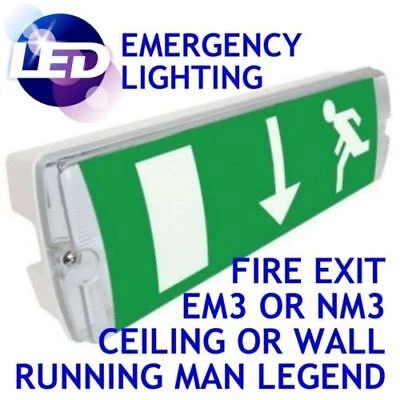 IP65 MAINTAINED EMERGENCY Bulkhead Exit Light Fitting IP65 3w LED = 8W ...