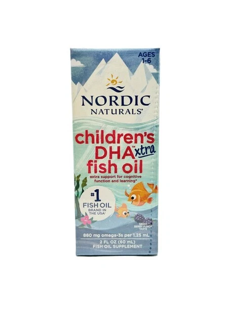 NORDIC NATURALS CHILDREN'S DHA Xtra Fish Oil, 880mg Berry Punch - 60 ml ...