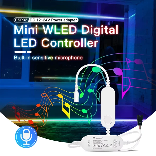 WLED ESP32 MINI LED Controller DC12-24V RGB IC Digital with Mic Sound ...