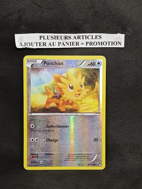 PONCHIOT 81/114 REVERSE Noir & Blanc carte Pokémon Française collection ...