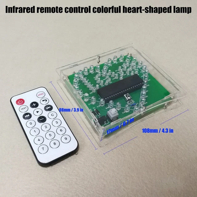 .STC51 SINGLE CHIP DC4.5-5V Remote Control Heart Shaped LED Light Kit ...