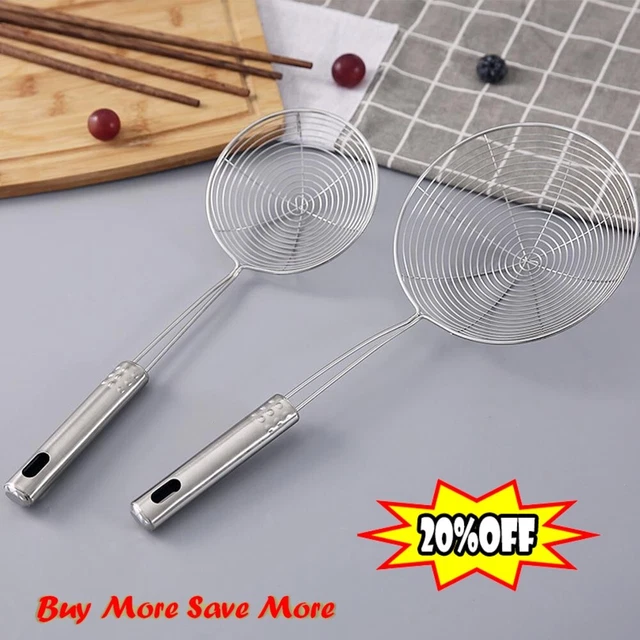 STEEL SPIDER MESH Net Strainer Wire Skimmer Spoon Filter Ladle Kitchen ...