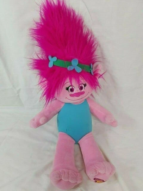 DREAMWORKS BUILD-A-BEAR PINK & blue Trolls Poppy Teddy Bear - Free Uk ...