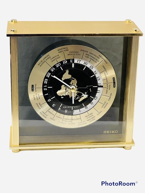 SEIKO BESPOKE QUARTZ World Desk Clock World Map Circa 1980 £30.56 ...