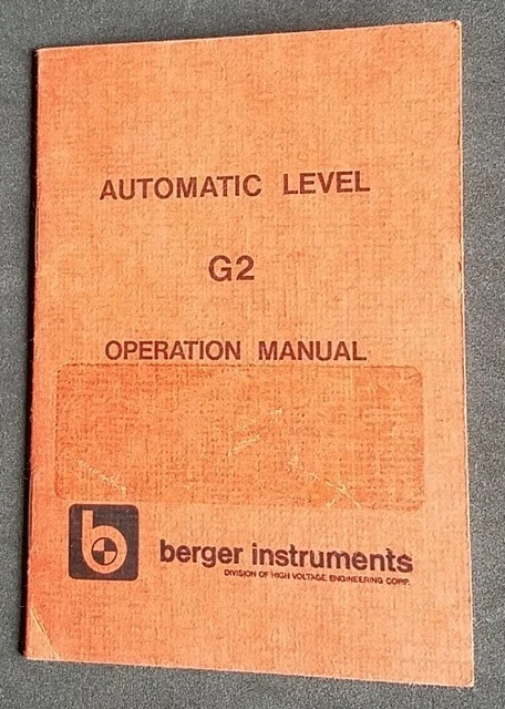 MANUEL D'UTILISATION AUTOMATIQUE niveau G2 de Berger Instruments EUR 19 ...