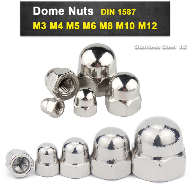 M3 M4 M5 M6 M8 M10 M12 Dome Nuts HEX Cap Acorn Nut A2 Stainless Steel ...