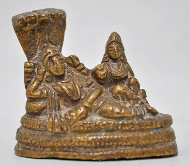 ANTIQUE BRASS GOD Shiva Parwati Idol Figurine Original Old Fine Hand ...