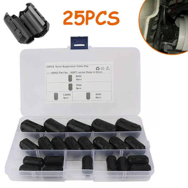 25X FERRITE CORE Ring Clamps Kit Clip Cable Connector Noise Filters ...