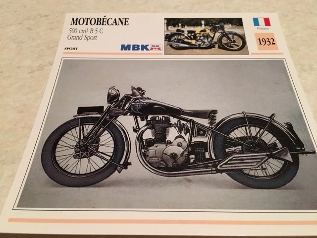 CARTE MOTO MOTOBÉCANE 500 B5C grand sport 1932 collection Atlas France ...
