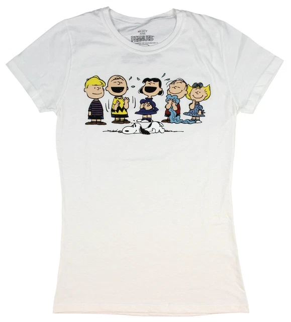 PEANUTS CHARLIE BROWN Snoopy Linus Lucy Sally Group Laugh Juniors T ...