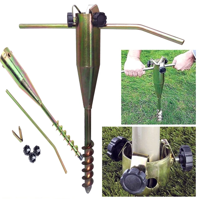 HEAVY DUTY STEEL Screw In Ground Spike Parasol Airer Rotary Washing ...