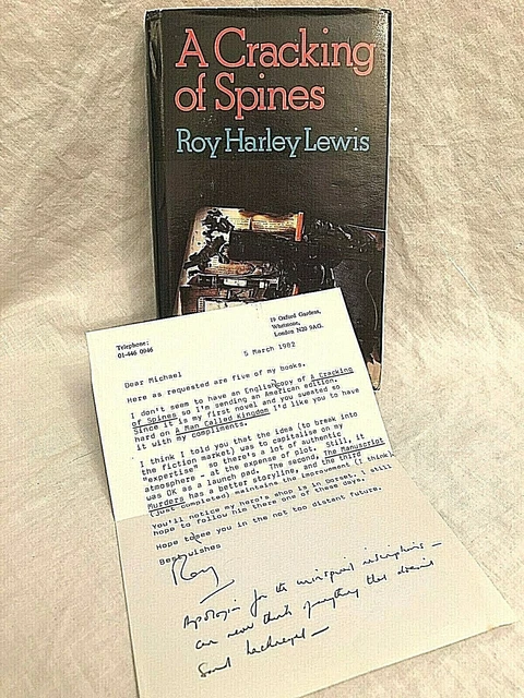 ROY HARLEY LEWIS, SIGNIERT, A Cracking of Spines 1st US 1981, mit ...