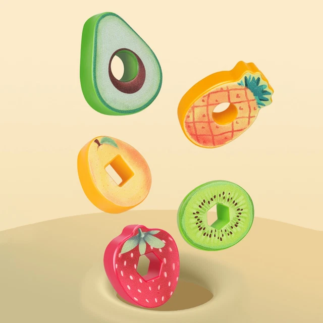 BEAD SORTING FRUIT Block Lacing Caterpillar Bead Threading Skills for ...