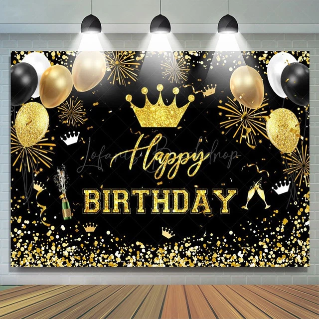 GOLD BALLOON CHAMPAGNE Happy Birthday Party Backdrop $37.90 - PicClick AU