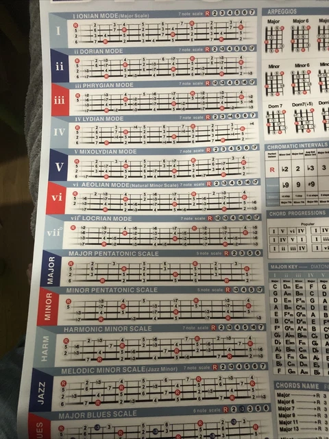 BASS THEORY CHART Guitar Chord Poster Chart of Guitar Chords Scales ...