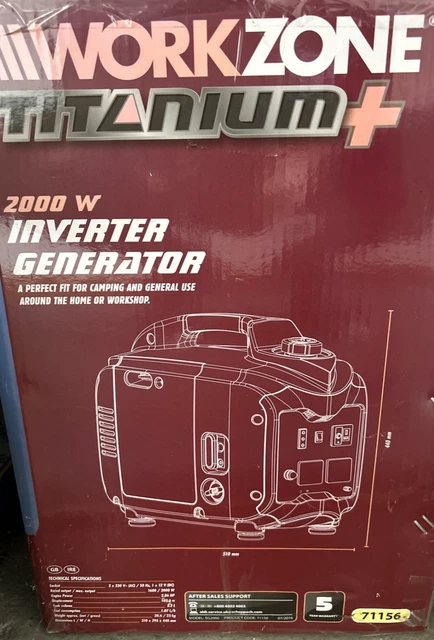 WORKZONE TITANIUM INVERTER Generator-2000w Peak , 1600w Sustained £146. ...