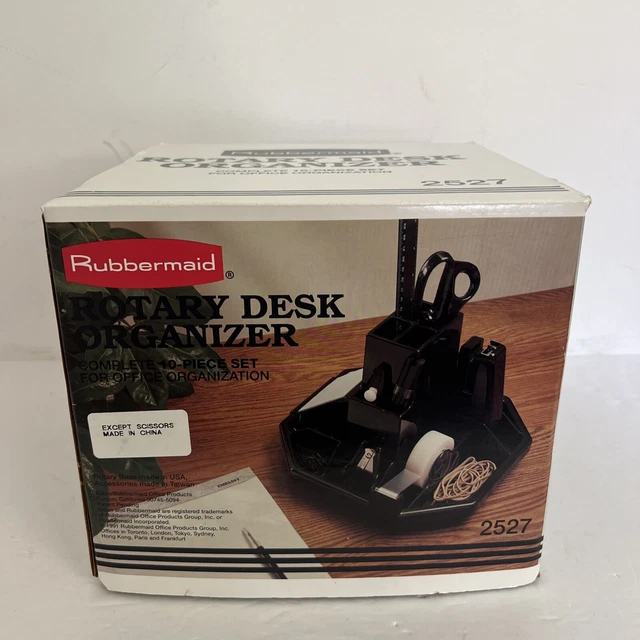RUBBERMAID ROTARY DESK Supplies Organizer Model 2527 9pc Black NEW ...