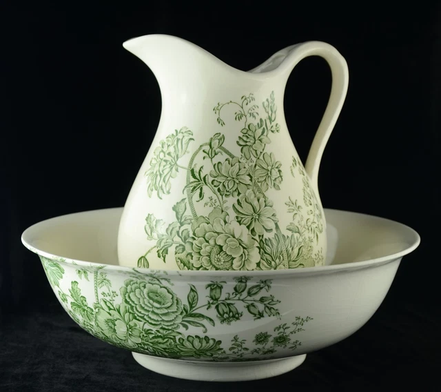 CROWN DEVON GRAND Broc et Bassin de toilette en faïence anglaise de XIX ... CROWN DEVON GRAND Broc et Bassin de toilette en faïence anglaise de XIX ...