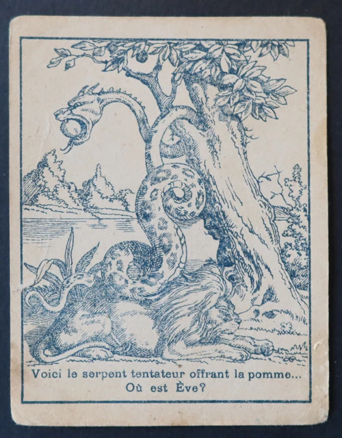 CHROMO ANCIEN CARTE ENIGME JEU DEVINETTE la pomme et Eve EUR 7,00 ...
