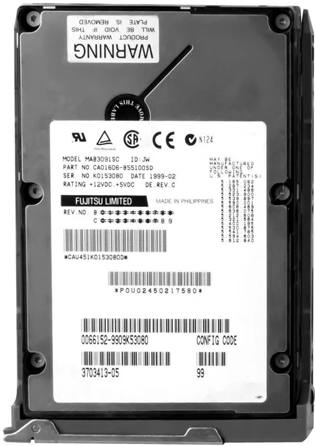 DISQUE SUN 3703413-05 9.1GB 7200U/Min SCSI ULTRA2 MAB3091SC 512KB 3.5 ...