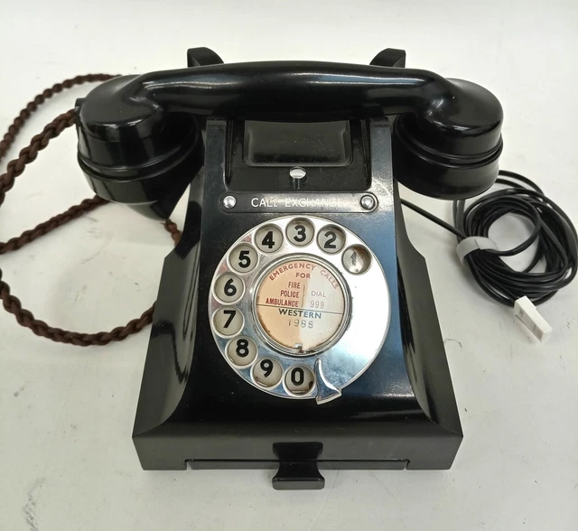 VINTAGE GPO 5677 Black Plastic Rotary Dial Telephone Pull Out Nums ...