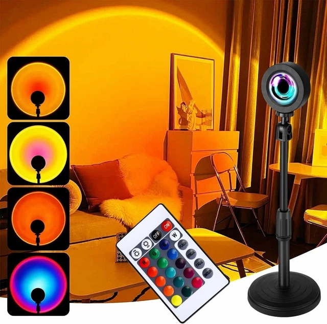 SUNSET LAMP PROJECTOR Night Light Desk Floor Kids Remote Projection 16 ...