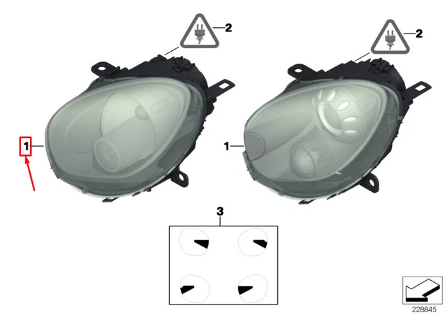 MINI COUNTRYMAN R60 Front Right Bi-Xenon Headlight RHD 63129807488 NEW ...